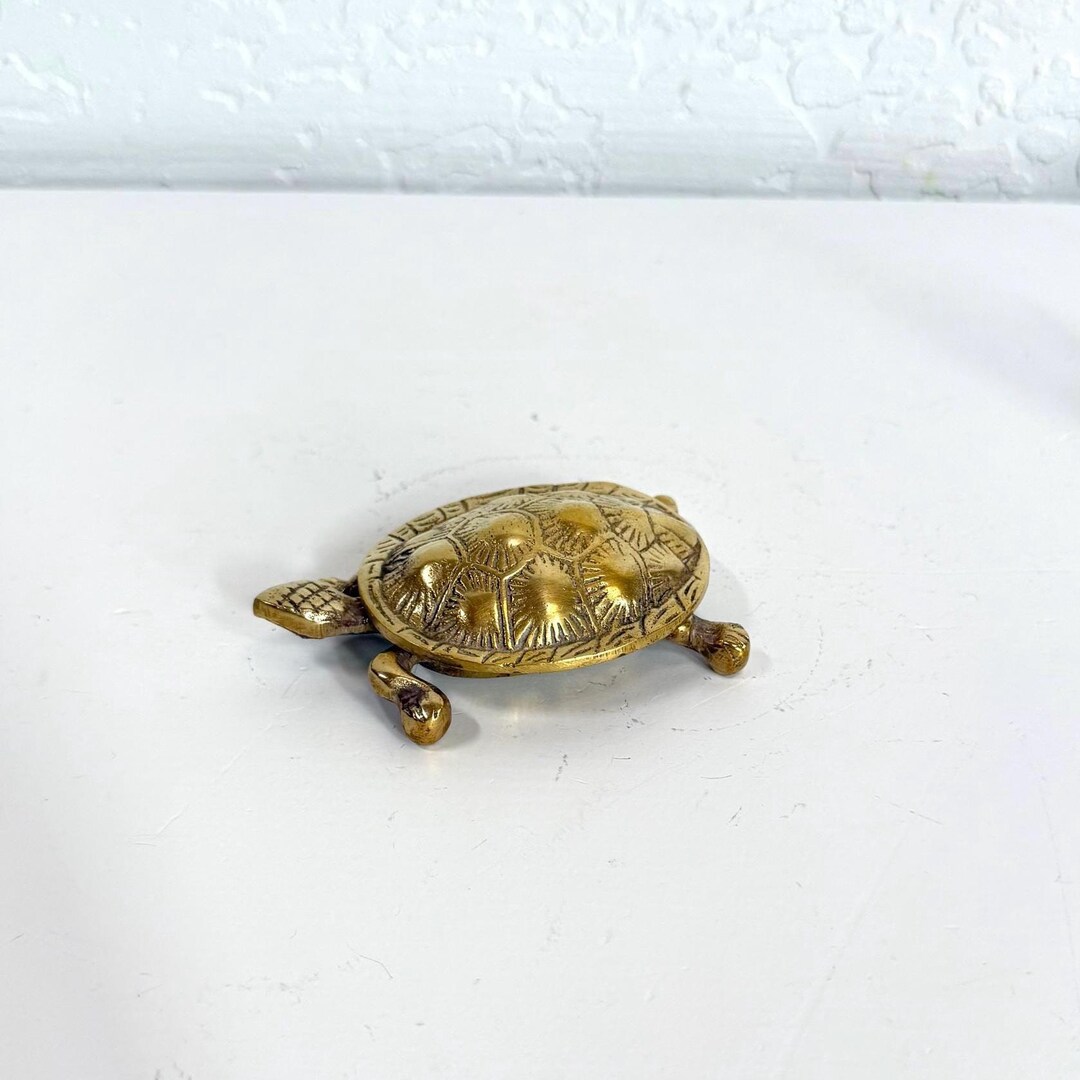 Cute Little Vintage Brass Turtle Box | Brass Container - Etsy