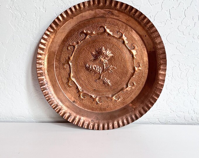 Vintage Floral Copper Tray - Etsy