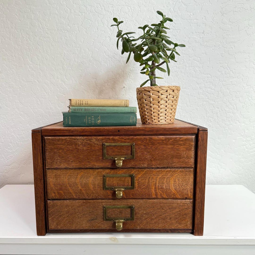 Vintage Wood Three Drawer Organizer - Etsy