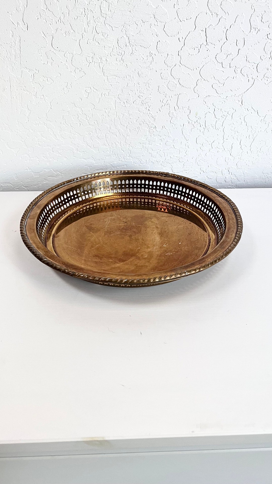 Large Vintage Brass Tray With Cut Outs - Etsy