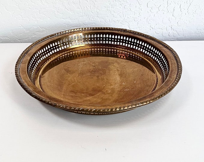 Large Vintage Brass Tray With Cut Outs - Etsy