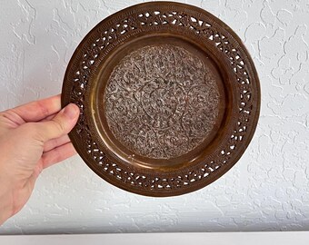 Small Vintage Etched Copper Tray - Etsy