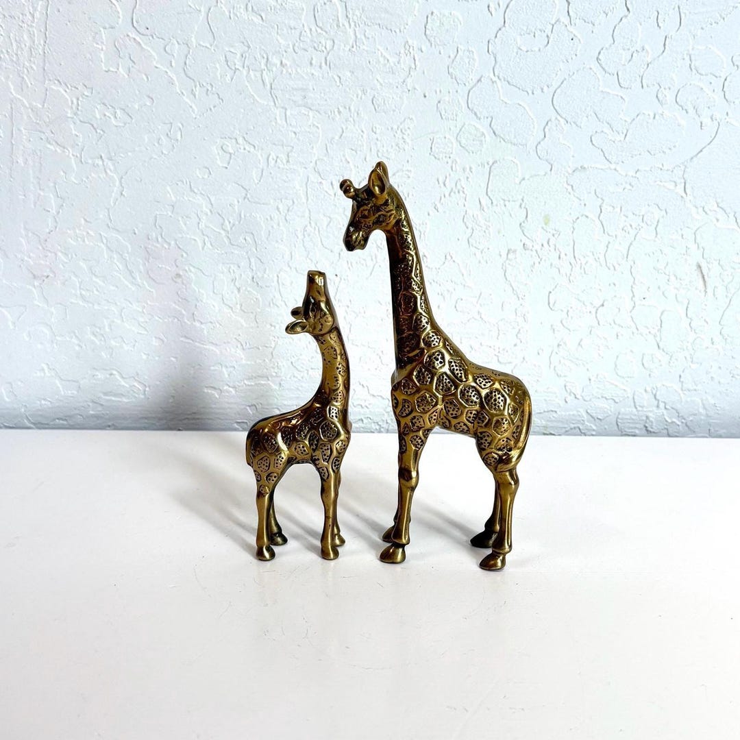 Mom and Baby Vintage Brass Giraffes - Etsy