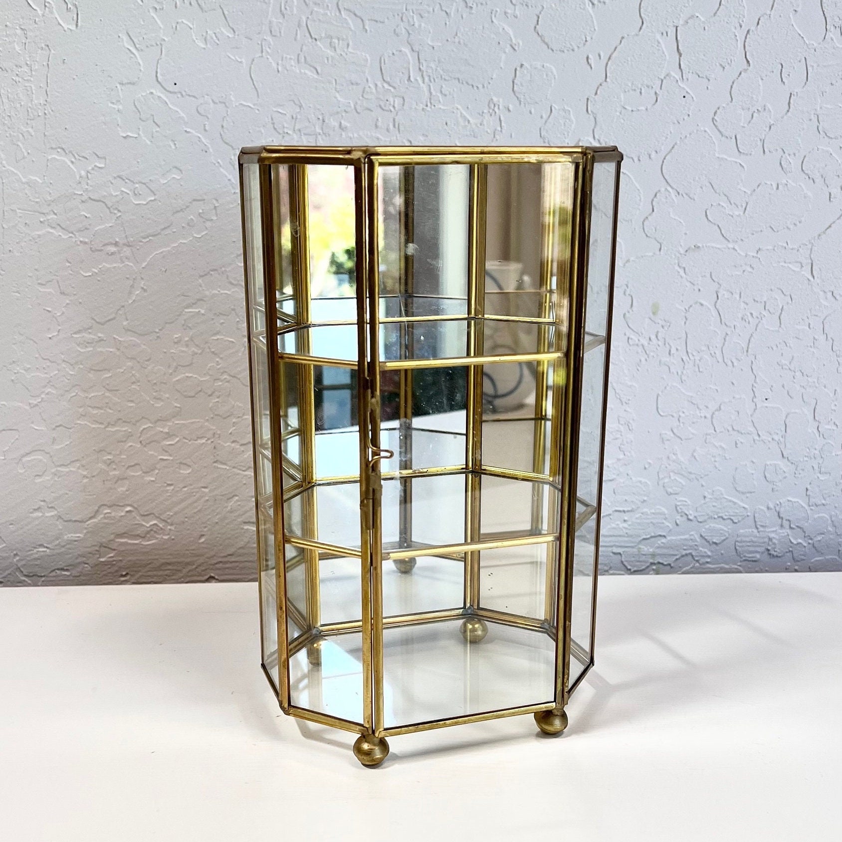 Mini glass curio cabinet store
