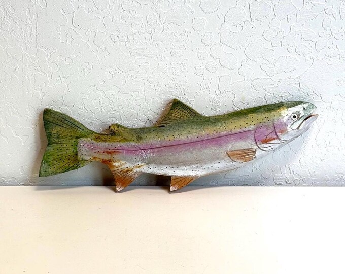 Handcarved Painted Rainbow Trout Fish Wall Decor - Etsy