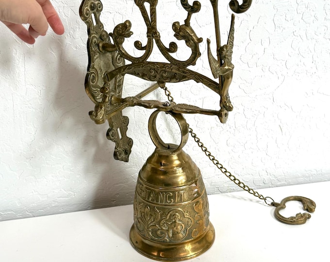 Vintage Brass Wall Mounted Monastery Bell With Pull Chain - Etsy