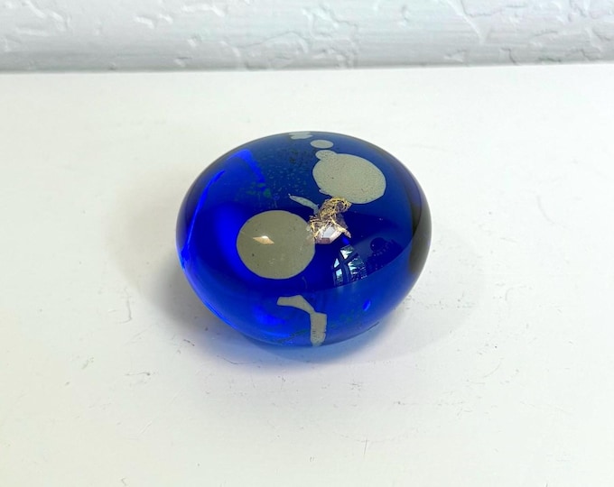 Beautiful Vintage Blue Glass Paperweight by Sally Worcester - Etsy