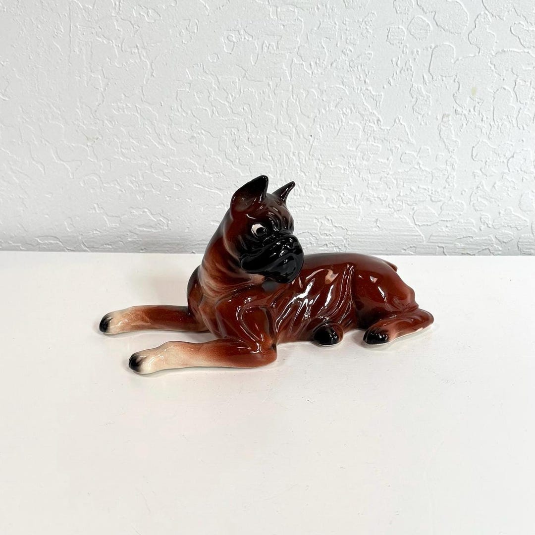 Adorable Ceramic Boxer Figurine | Made in Japan - Etsy