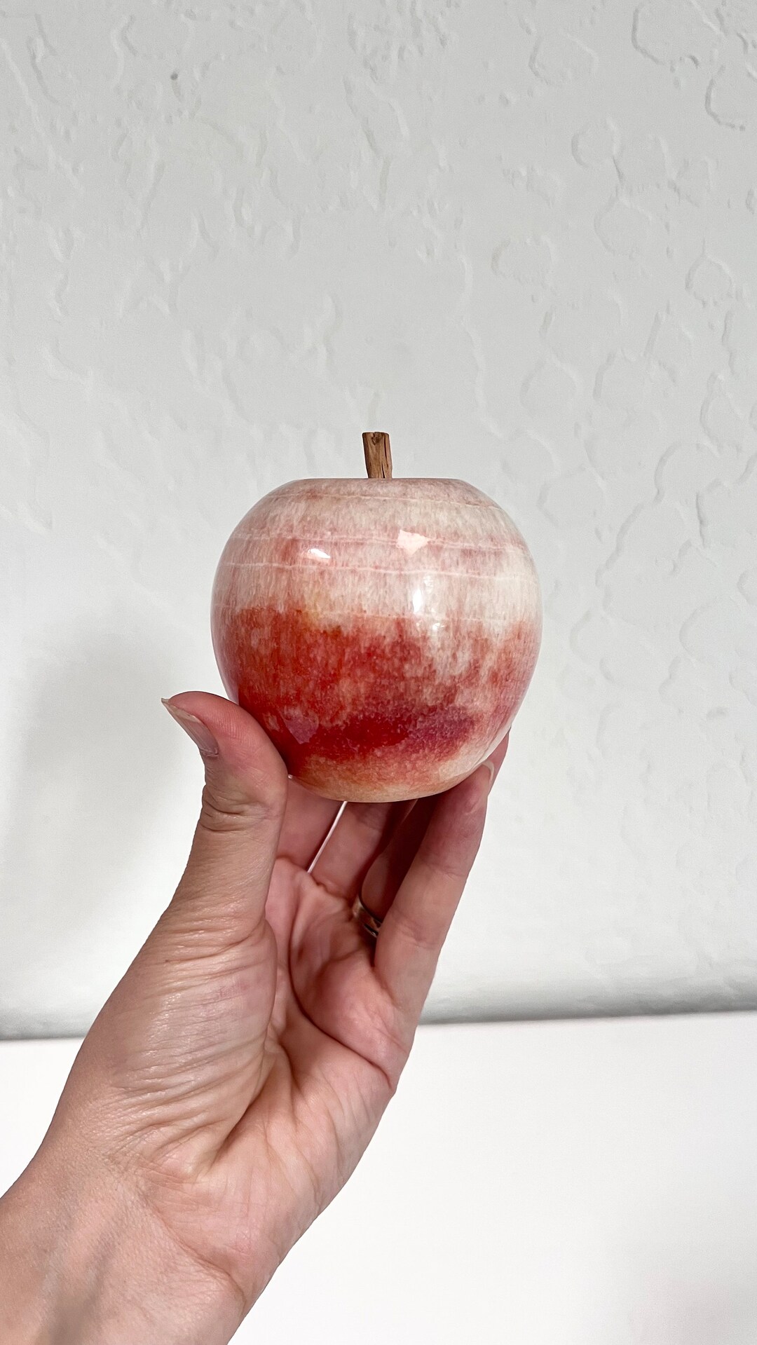 Beautiful Vintage Pink Marble Apple With Wooden Stem - Etsy