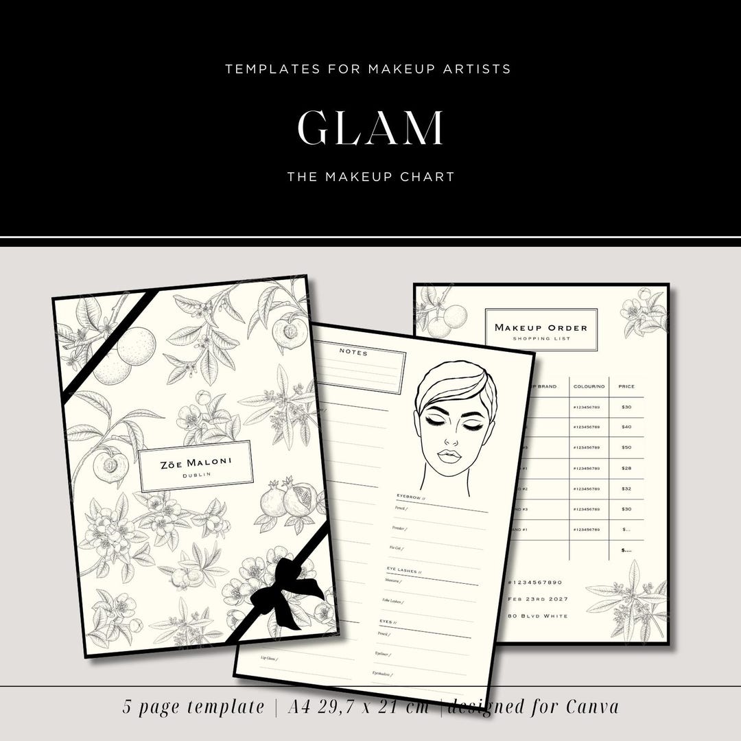 Makeup Face Chart | Makeup Artist Template Form | A4 Makeup Chart ...