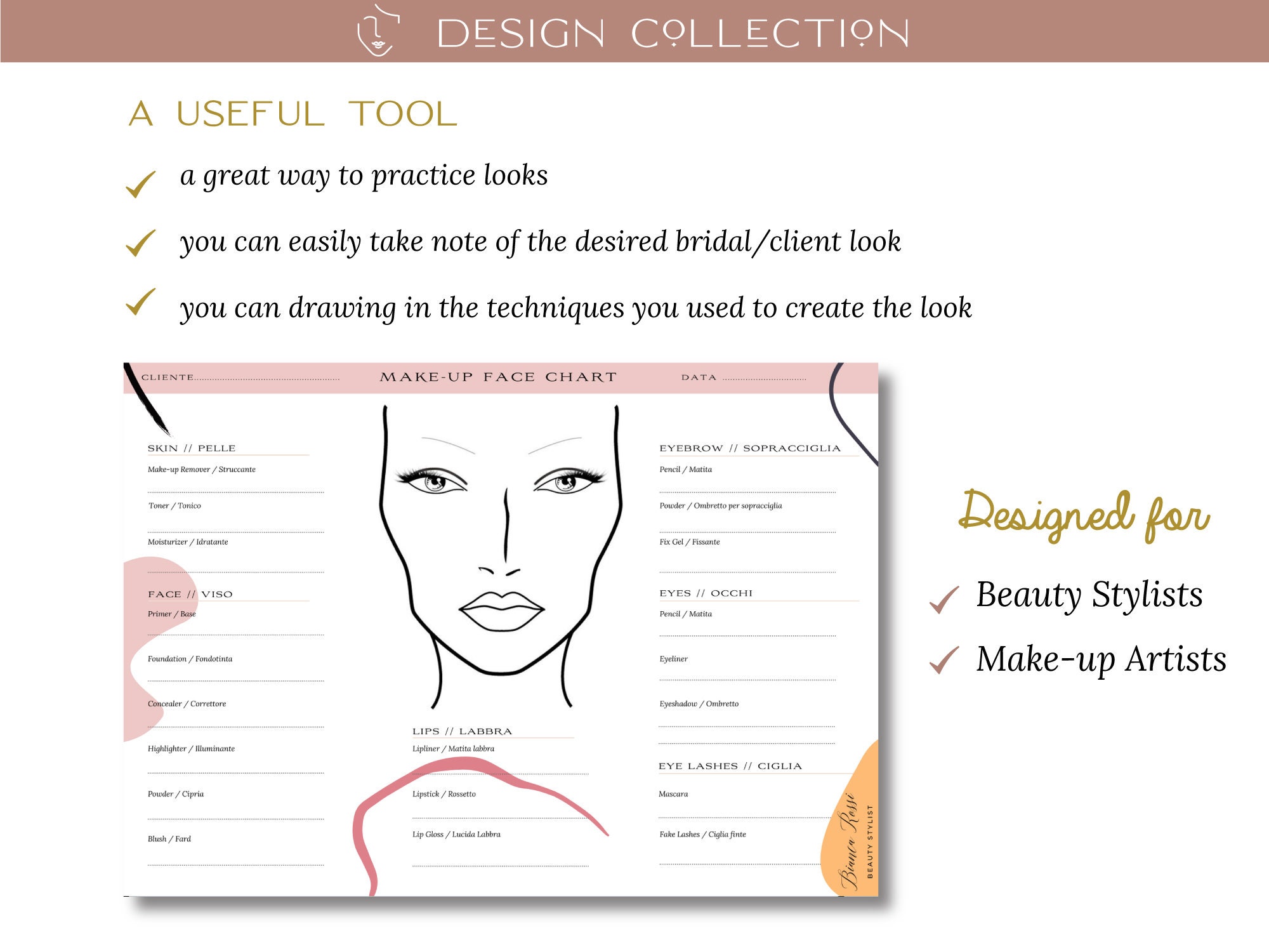 Makeup Face Chart Makeup Artist Template Form A3 Makeup Chart Makeup ...
