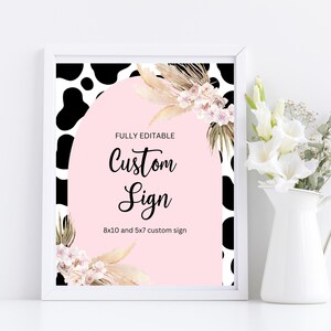 EDITABLE Cow Party Sign, Cow Print Custom Sign, Holy Cow Baby Shower ...