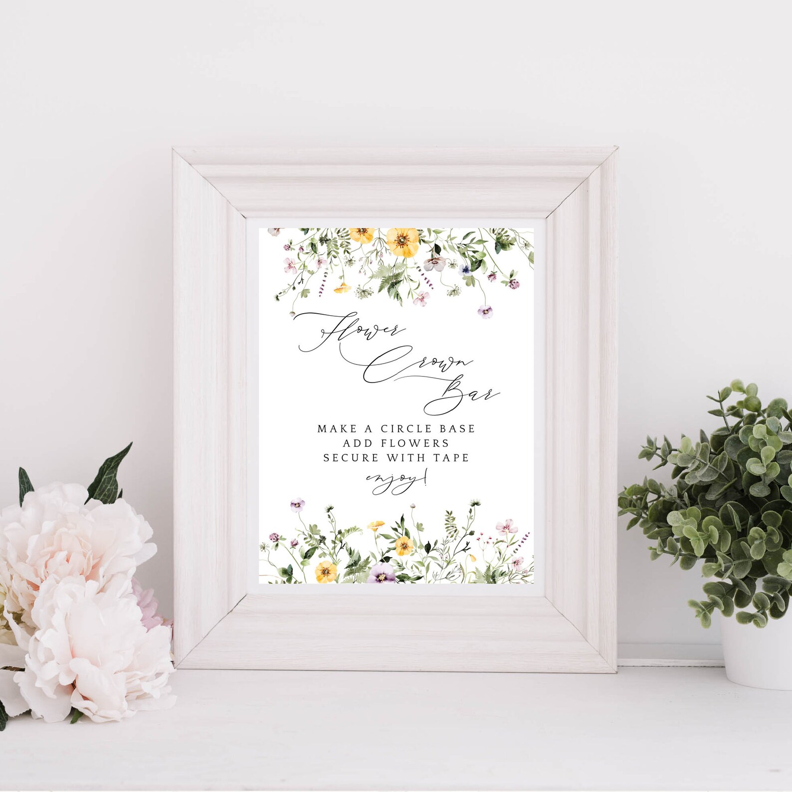 Flower Crown Bar Sign Greenery Minimal Garden Flower Favor - Etsy