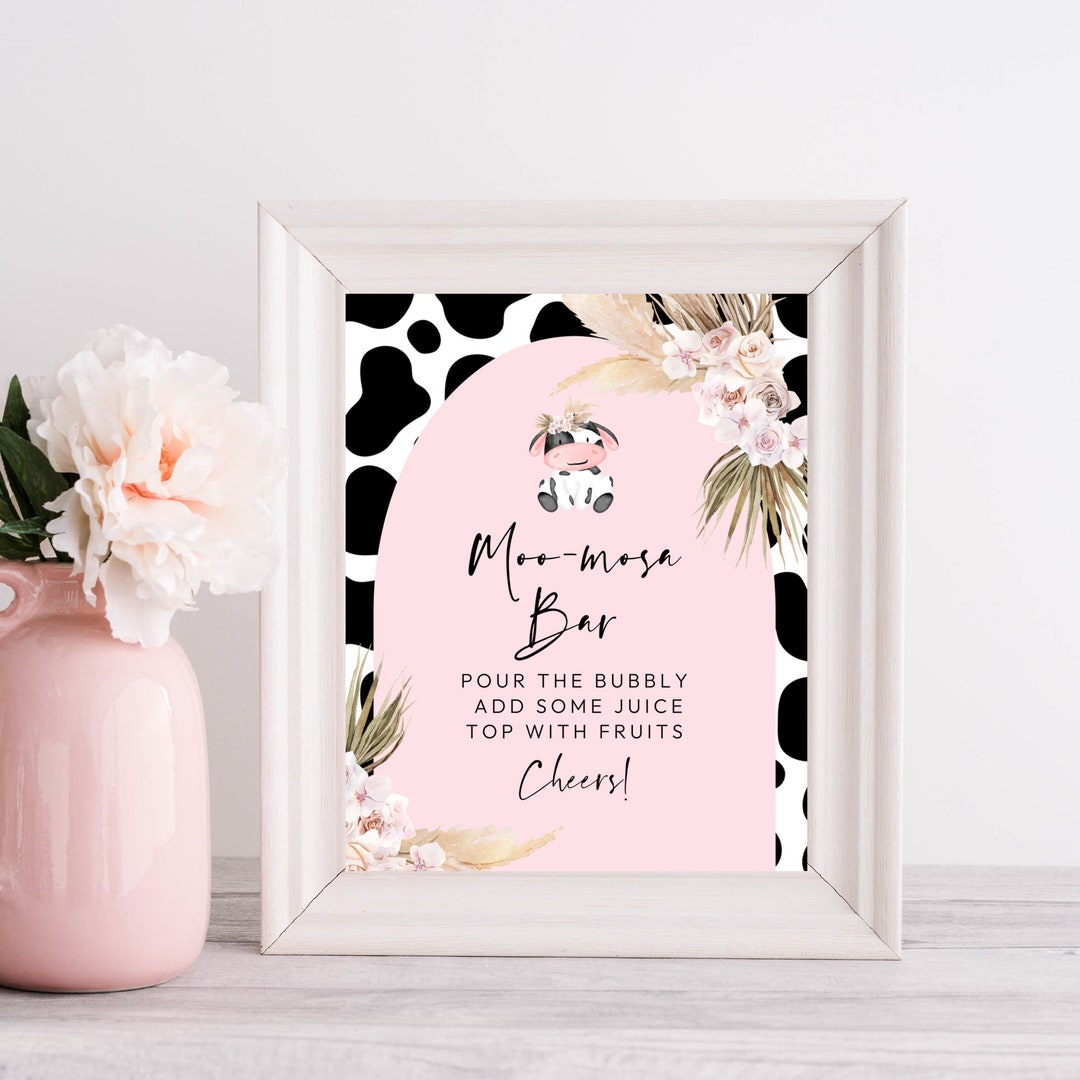 Moo-mosa Bar Sign, Moo Mosa Bar Sign Cute Little Cow Farm Baby Shower ...