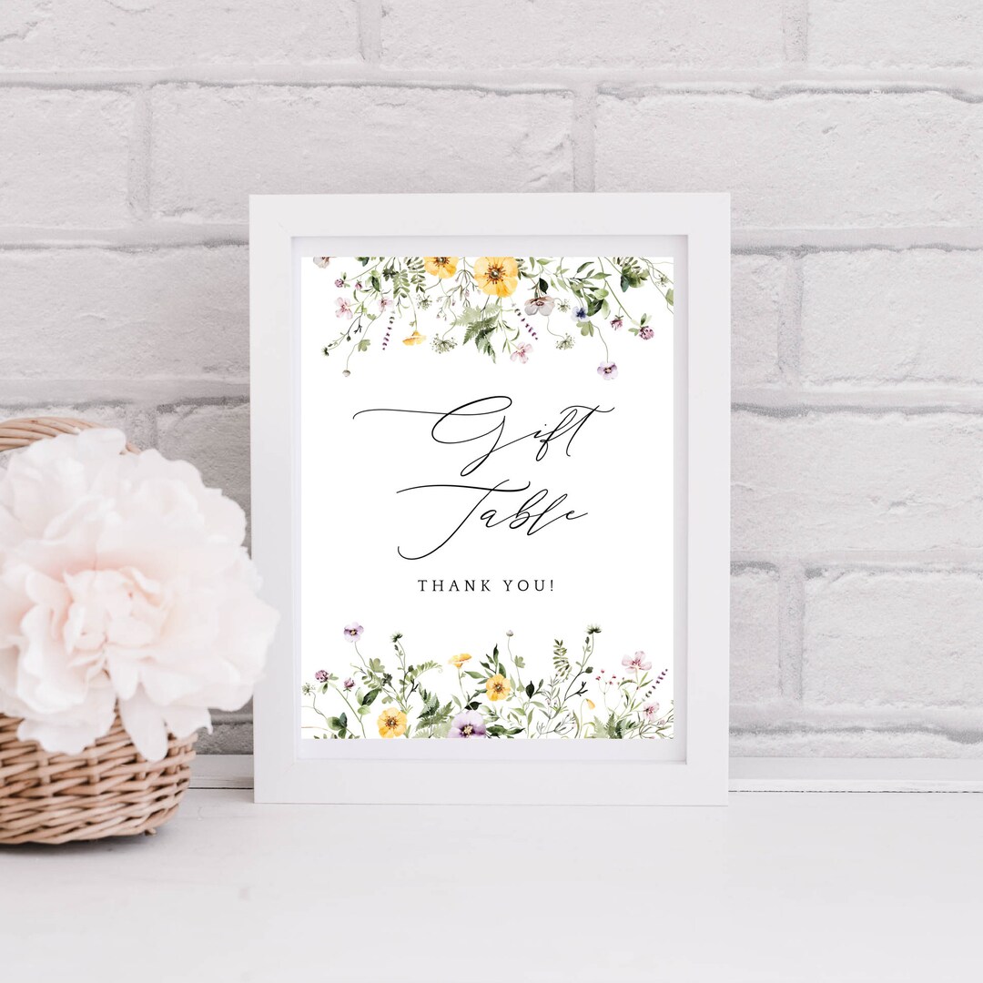 Wildflower Gift Table Sign, Digital Printable Sign, Favor Sign, Garden ...