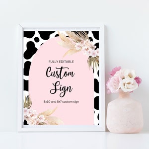 EDITABLE Cow Party Sign, Cow Print Custom Sign, Holy Cow Baby Shower ...