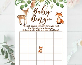 Bingo Cards Oh Deer Baby Shower Bingo Woodland Bingo Game - Etsy
