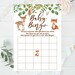 Woodland Bingo Baby Shower Game, Woodland Baby Shower Bingo, Greenery ...