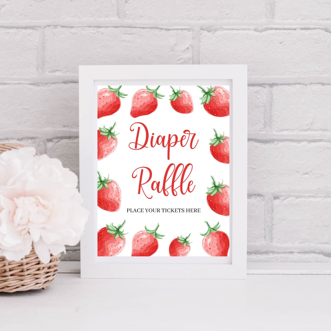 Strawberry Diaper Raffle Sign: Berry Baby Shower Game (digital Download ...