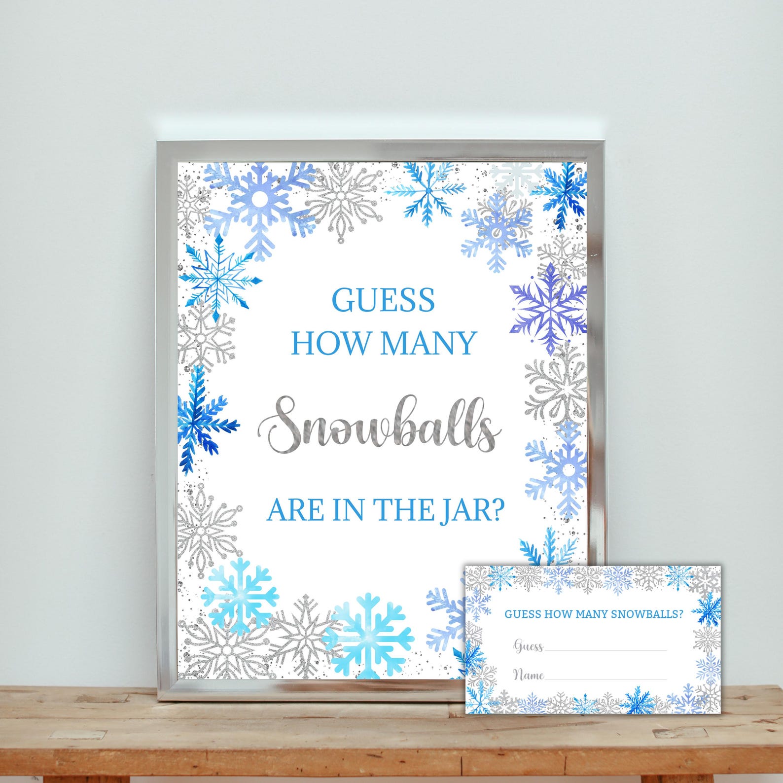 Snowflake Baby Shower Game: Guess How Many Snowballs (digital Download ...