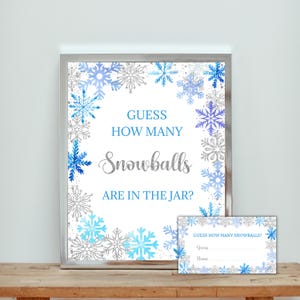 Guessing Game Snowballs Winter Blue Guess How Many Baby Shower Games ...