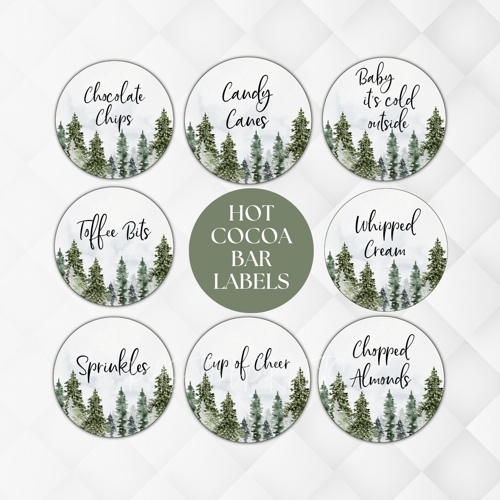 Hot Cocoa Bar Labels: Winter Pine Baby Shower Toppings (PDF) - Etsy