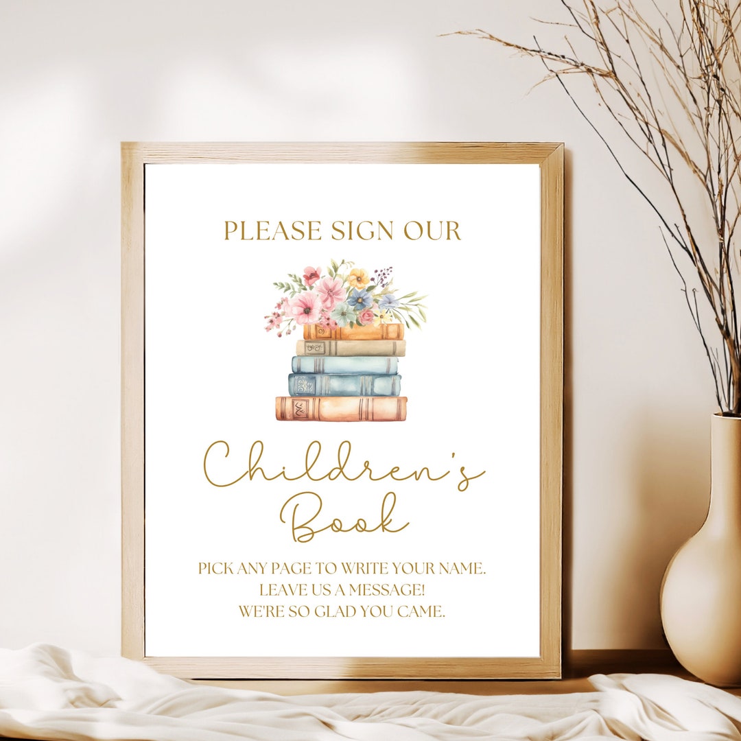 Please Sign Our Children’s Book Sign, Storybook Baby Shower Guestbook ...