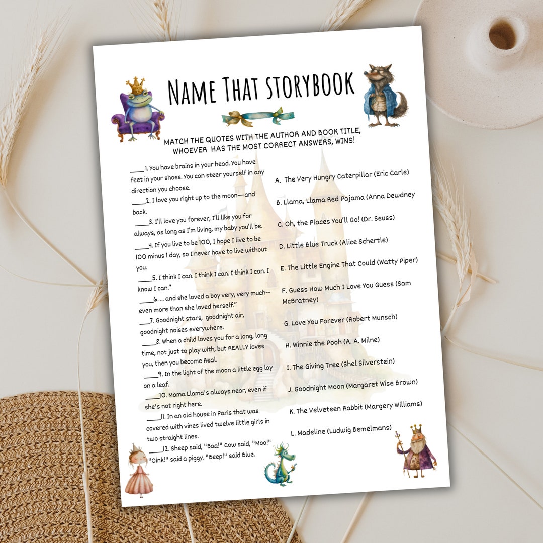 Fairytale Storybook Baby Shower Game: Name That Book (printable) - Etsy UK