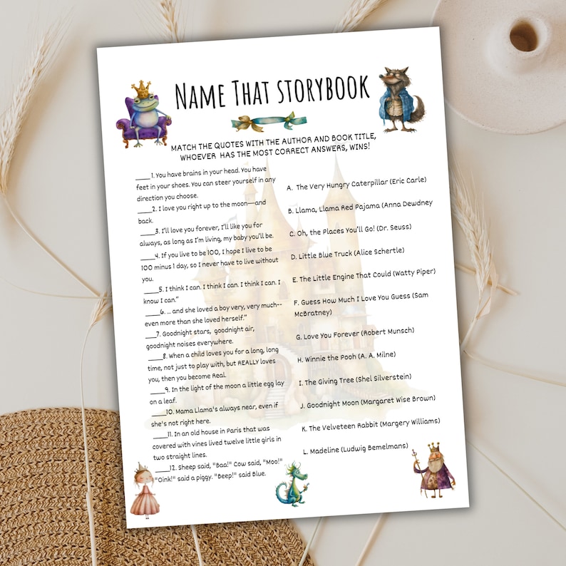 Fairytale Storybook Baby Shower Game: Name That Book (printable) - Etsy