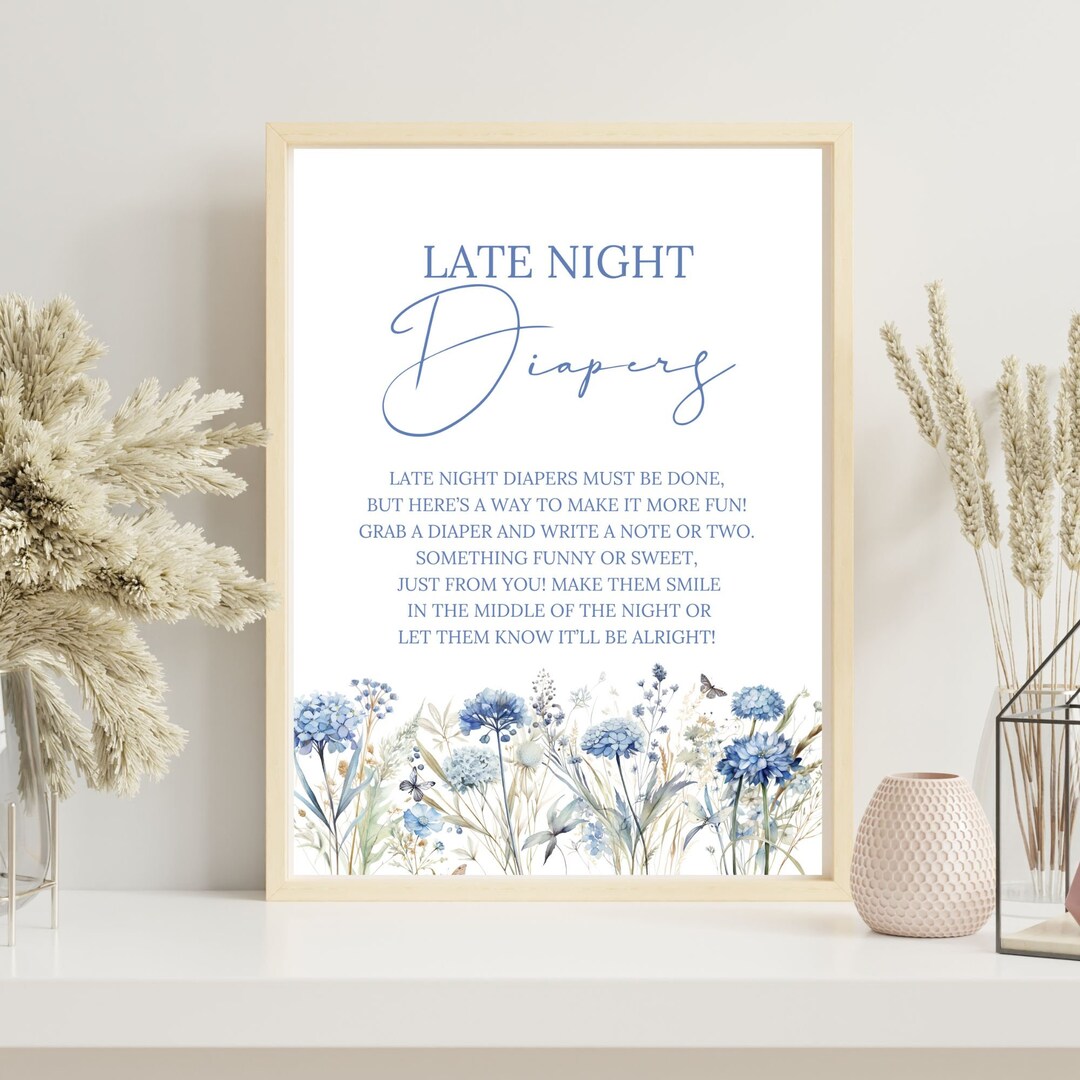 Late Night Diapers, Nappy Thoughts Sign, Nappy Messages, Baby in Bloom ...