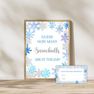 Guessing Game Snowballs Winter Blue Guess How Many Baby Shower Games ...