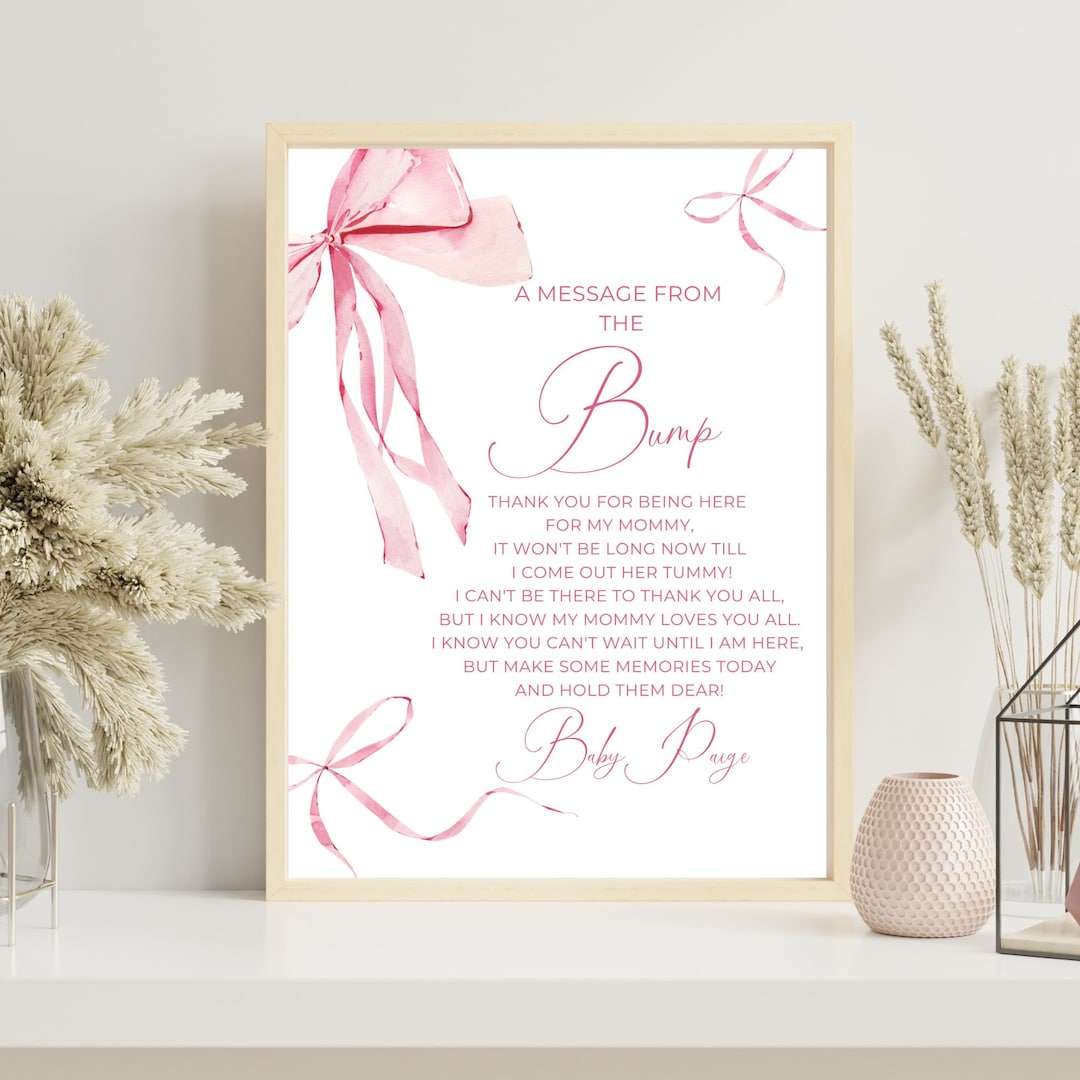 Message From the Bump Editable, Pink Bow Coquette Ribbon Bump Message ...