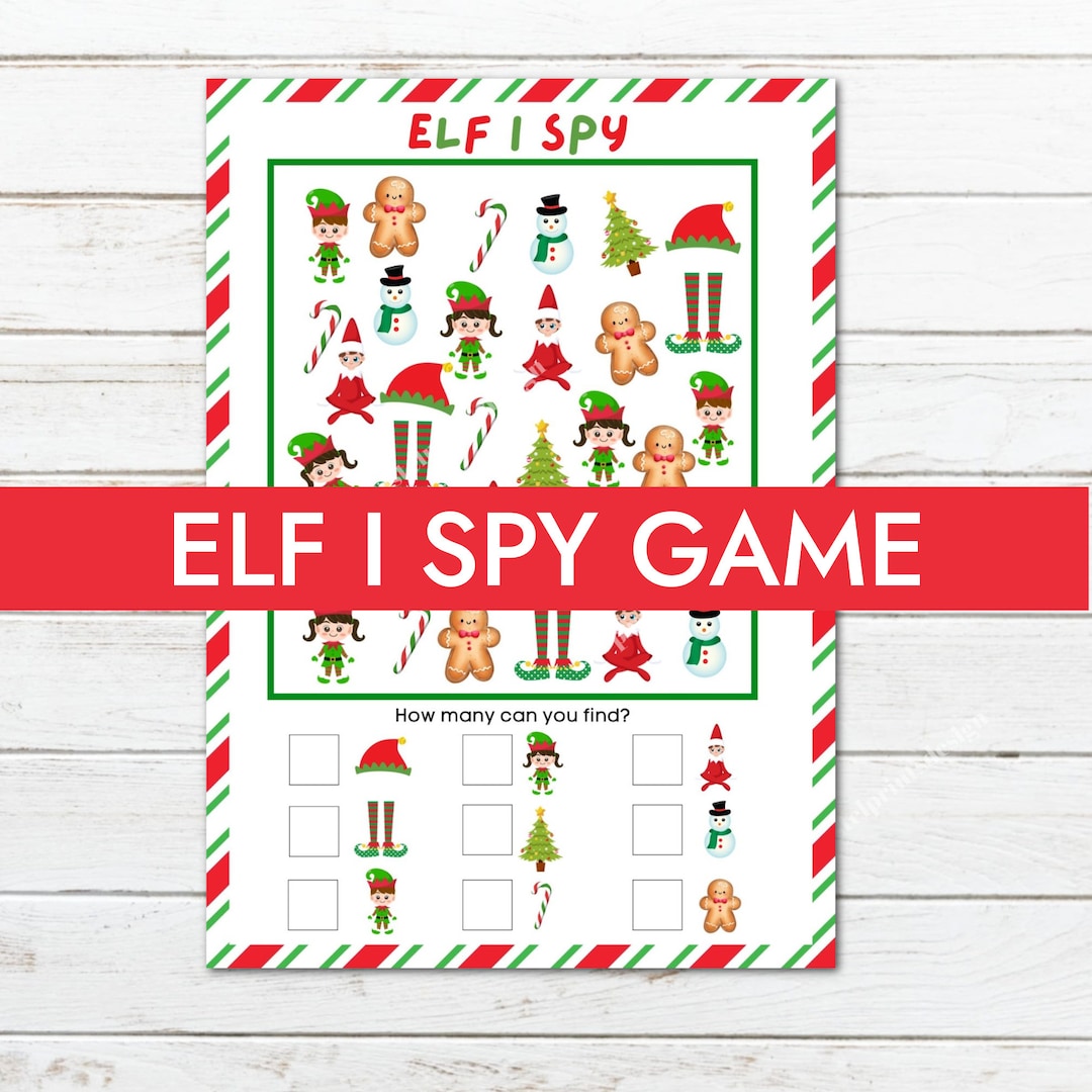 Elf I Spy Printable Games, Christmas Fun I Spy Game Instant Download ...