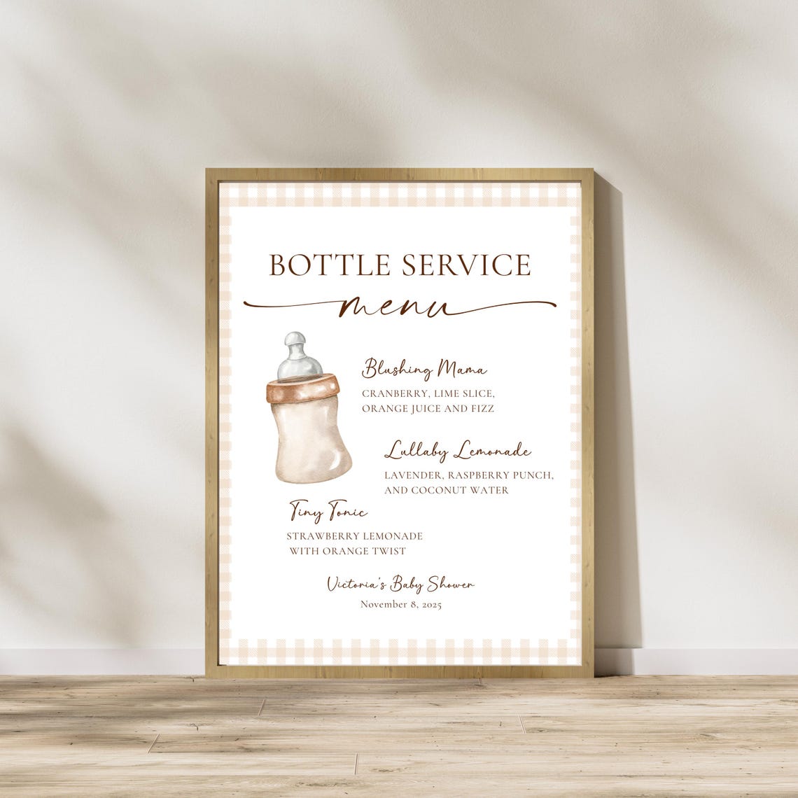 Editable Mocktail Bar Sign, Baby Shower Bar Menu Template: Neutral ...