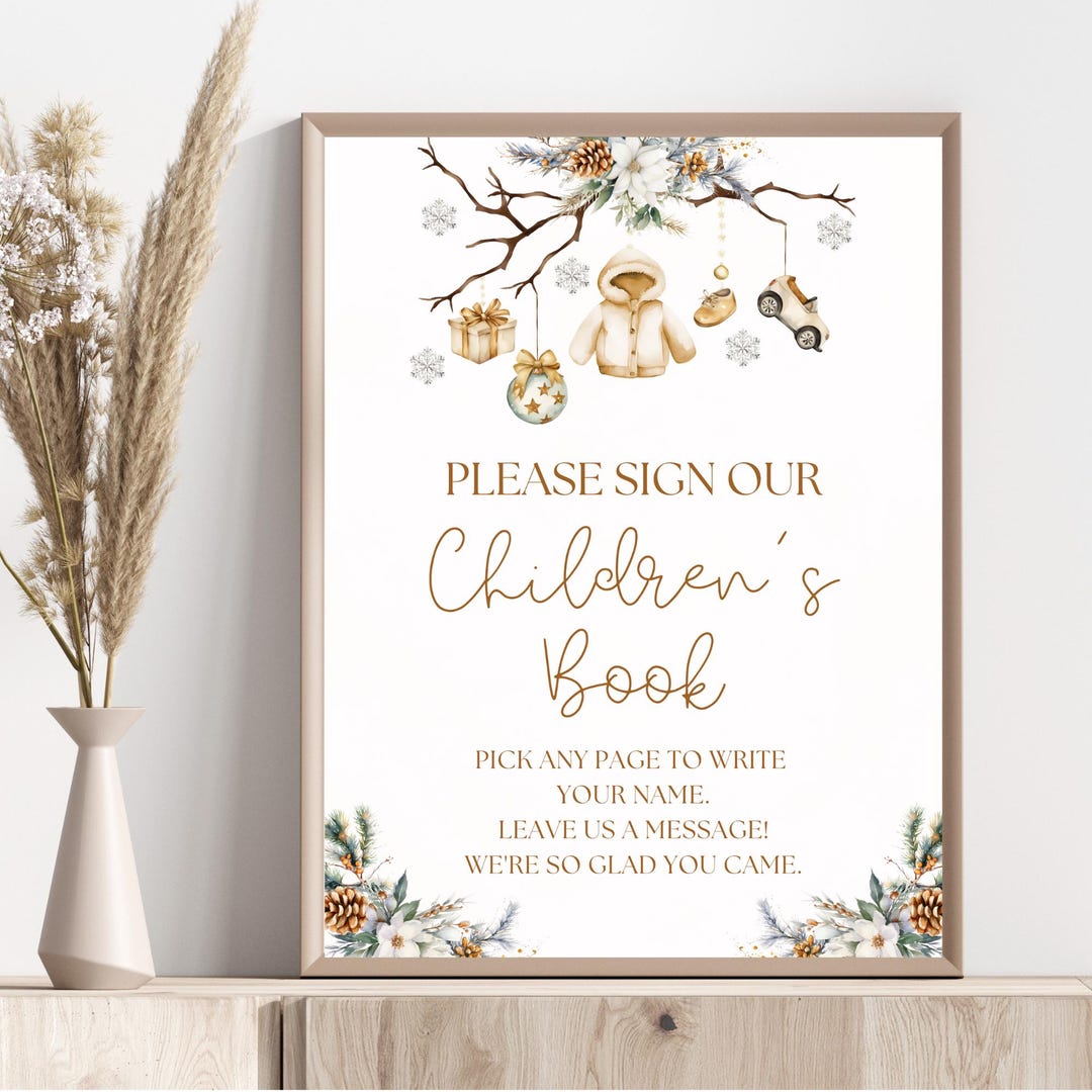 Please Sign Our Childrens Book Sign, Cold Outside Baby Shower Guestbook ...