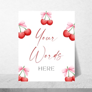 Cherry Bow Editable Template Sign 8x10, Pink Red Cherry Sweet Baby ...