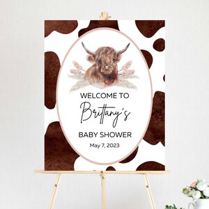 Cow Welcome Sign Printable, Highland Cow Baby Shower, Boho Holy Cow ...