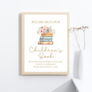 Please Sign Our Children’s Book Sign, Storybook Baby Shower Guestbook ...