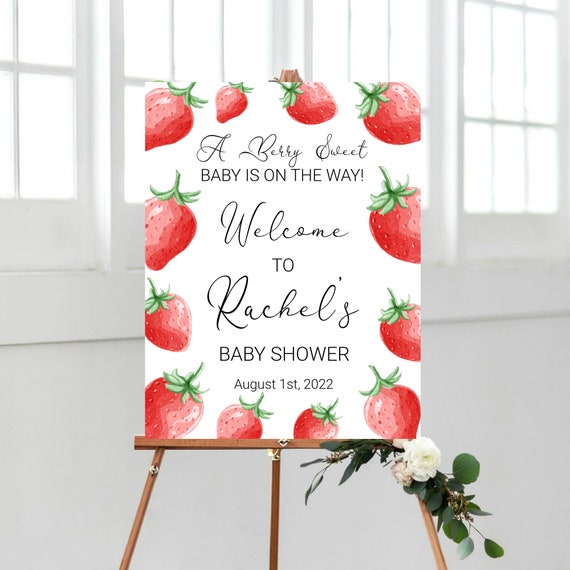 Strawberry Welcome Sign PRINTABLE Berry Sweet Welcome Baby - Etsy