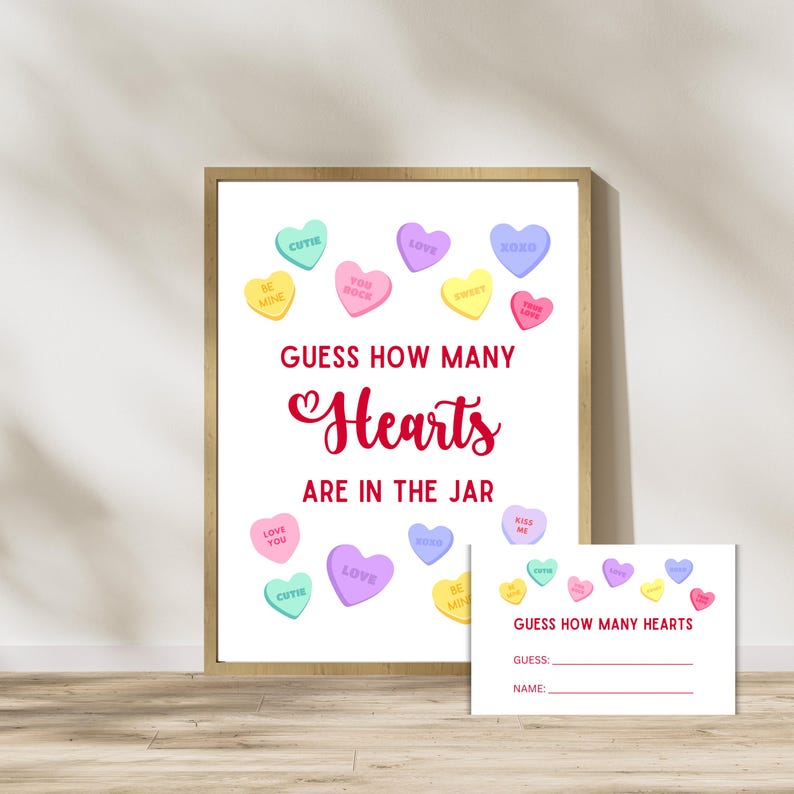 Guessing Game Hearts Valentine Guess How Many Baby Shower Games Candy ...
