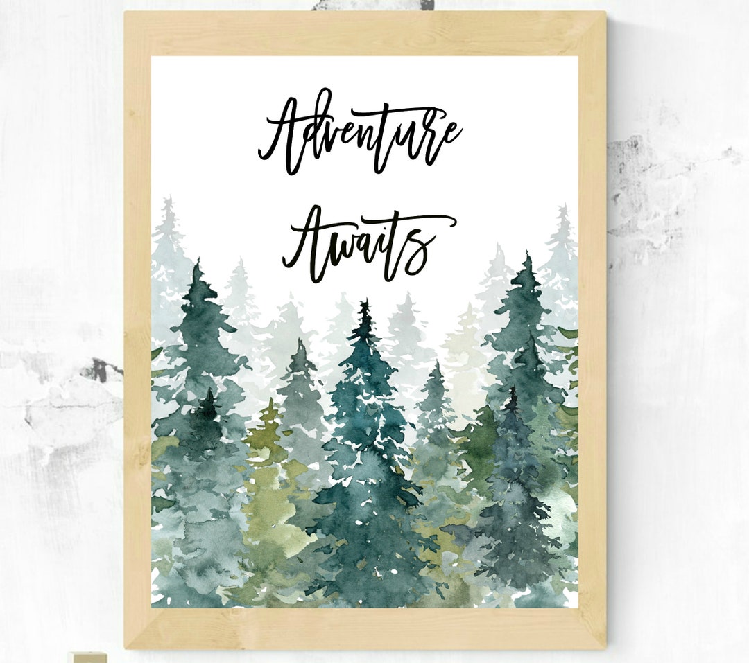 Evergreen Trees Nursery Printable Forest, Boy Nursery Decor, Adventure ...