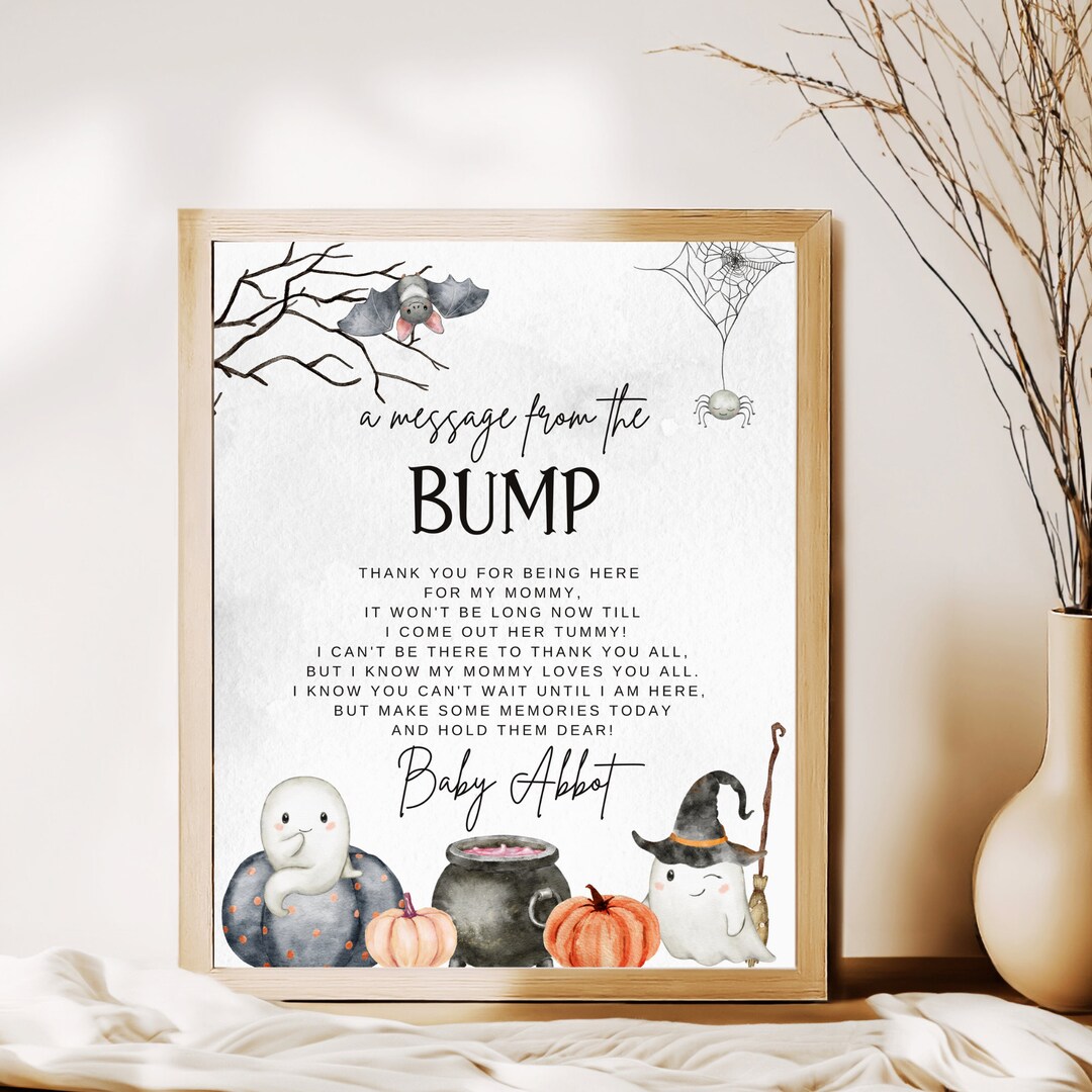 Message From the Bump Editable, 5x7 and 8x10, Halloween Boo Printable ...