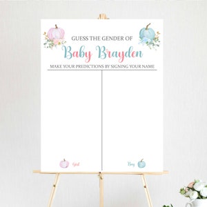 Guess the Gender Poster Personalized, Printable, Pumpkin Gender Reveal ...