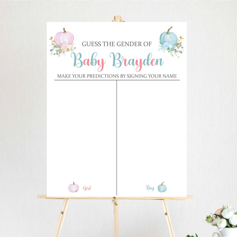 Guess the Gender Poster Personalized Printable Pumpkin - Etsy