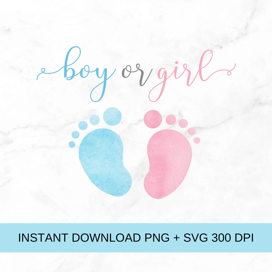 Footprint Gender Reveal PNG: Boy or Girl, Pumpkin Design (digital ...