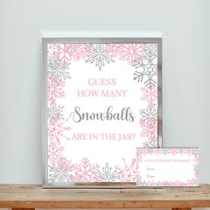 Guessing Game Snowballs Winter Pink Guess How Many Baby Shower Games ...