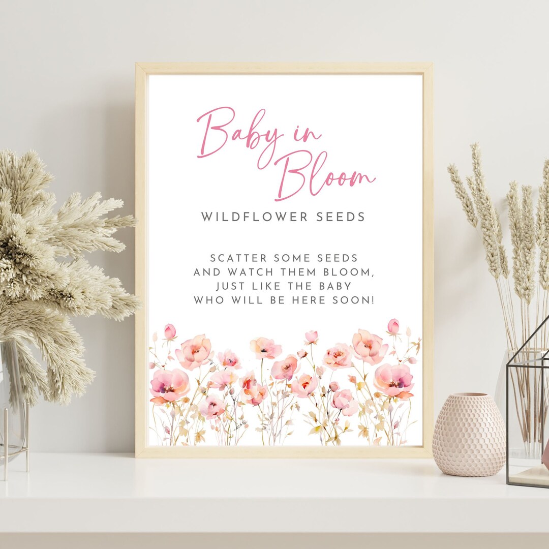 Baby in Bloom Seed Favor Sign, Blush Pink Favours, 5x7 and 8x10 ...