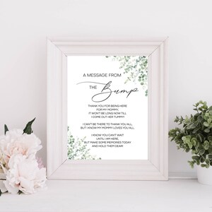 Message From the Bump, Greenery Minimalist Printable Baby Shower Signs ...
