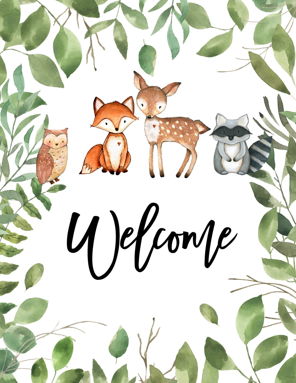 Woodland Baby Shower Table Signs Greenery Baby Shower Table | Etsy