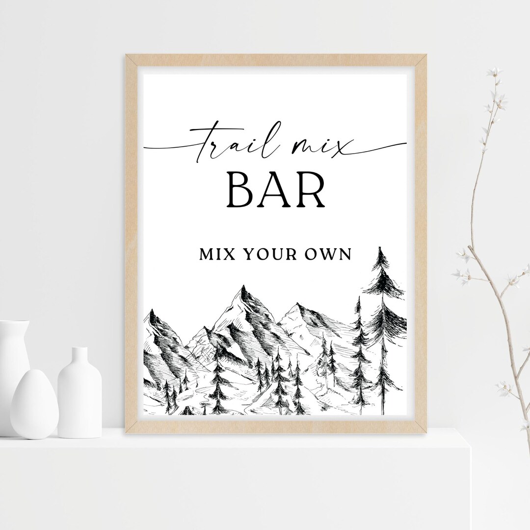 Trail Mix Bar Sign - Printable, Forest Mountain Instant Download Forest ...